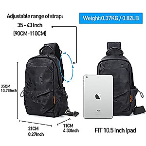 Small Sling Crossbody Backpack Shoulder Messenger Bag for Men Women, Mini Anti Theft One Strap Motorcycle Backpack Sling Tactical Chest Bag for Hiking Walking Biking Travel Cycling Camouflage Black