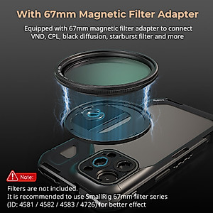 SmallRig for iPhone 15 Pro Max Phone Cage with 67mm Filter Adapter, Upgraded Quick Release Design Phone Video Rig Cage for Videography/Video Recording/YouTube/Live Streaming/Vlog - 4391B