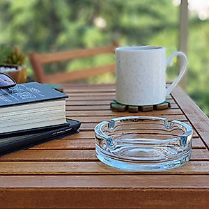 Fargus Glass Ashtrays for Cigarettes, Portable Decorative Modern Ashtray for Home Office Indoor Outdoor Patio Use, Fancy Cute Cool Ash Tray, Pack of 2 (Clear)