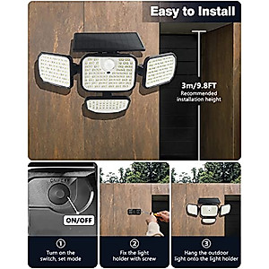 FREECUBE Solar Flood Lights Outdoor, Remote Controlled with 3 Modes, IP65 Waterproof, Motion Sensing for Garden Yard Garage Patio Pathway 1 Pack