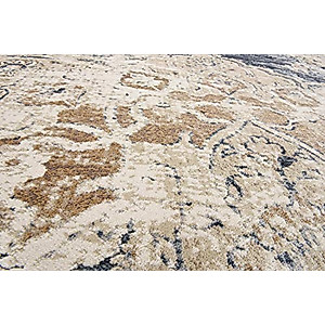 Unique Loom Chateau Collection Vintage, Distressed, Medallion, Rustic, Traditional Area Rug, 8' 0" x 10' 0", Beige/Navy Blue