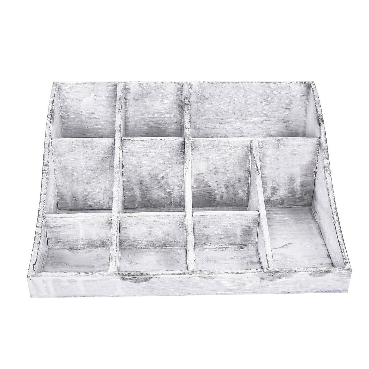 Vencer Wooden Coffee Station Organizer with 10 Compartment Condiment Holder,Farmhouse Coffee and Tea Bar Decor for Home,VTO-020