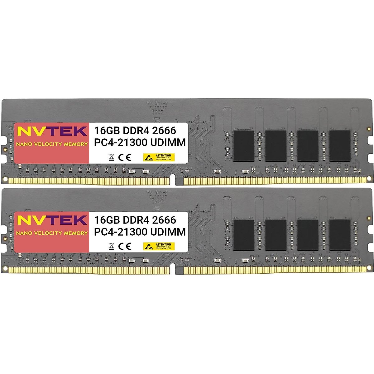 NVTEK 32GB (2X16GB) DDR4 2666MHZ PC4-21300 UDIMM 2Rx8 1.2V CL19 288-PIN Non-ECC Unbuffered Desktop PC Computer Memory