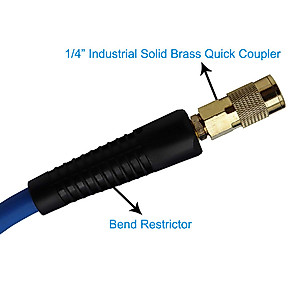 YOTOO Hybrid Air Hose 3/8-Inch by 100-Feet 300 PSI Heavy Duty, Lightweight, Kink Resistant, All-Weather Flexibility with 1/4-Inch Industrial Quick Coupler Fittings, Bend Restrictors, Blue