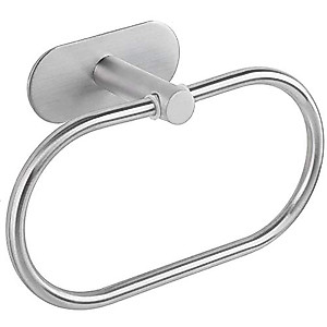 KITERS Towel Ring Towel Rack Hand Holder for Bathroom Self Adhesive No Drill SUS 304 Stainless Steel Brushed Nickel (Silvery)