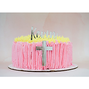 Baptism Christening Cake Name Plate FAST SHIPPING | CHOOSE THE FONT AND COLOR!! Cross Name Cake Plate MADE IN THE USA