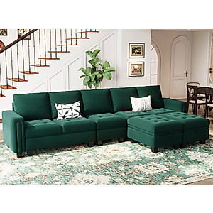 Belffin Velvet Corner Seat Module for Modular Sectional Sofa Couch Corner Sofa Couch Chair Green