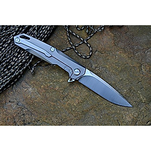 Twosun TS21 Pocket Knife D2 Blade Titanium Handle Drop Point Razor sharp