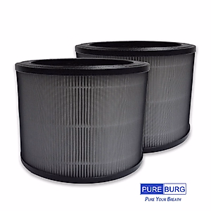 PUREBURG A231 A230 True HEPA Replacement Filters Compatible with Winix A230 A231 PlasmaWave Air Purifiers, Filter O, 1712-0100-00, H13 3-Stage Filtration Activated Carbon Air Clean Dust VOCs,2-Pack