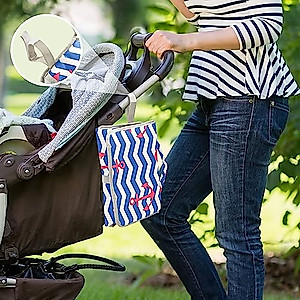 Nautical Anchors Wavy Portable Baby Changing Pad Diaper Changing Table Pad Waterproof Travel Changing Station Mat with Built-in Pillow for Baby Newborn Gift Stuff