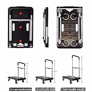 JF-XUAN Cart Hand Truck Thick Folding Flatbed Truck Purchase Trolley Silent Small Trailer Warehouse Distribution Load 150Kg Push Truck