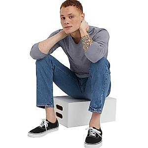 Hanes Size Originals Men's Tri-Blend Long Sleeve T-Shirt, Athletic Navy PE Heather, Large Tall