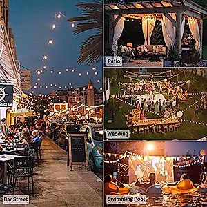 OYYPTDZM Outdoor String Lights 49 Feet Patio Lights Waterproof with 15 Lamp Heads Connectable Hanging Light for Backyard Porch Balcony Garden E26 Bulb Not Included