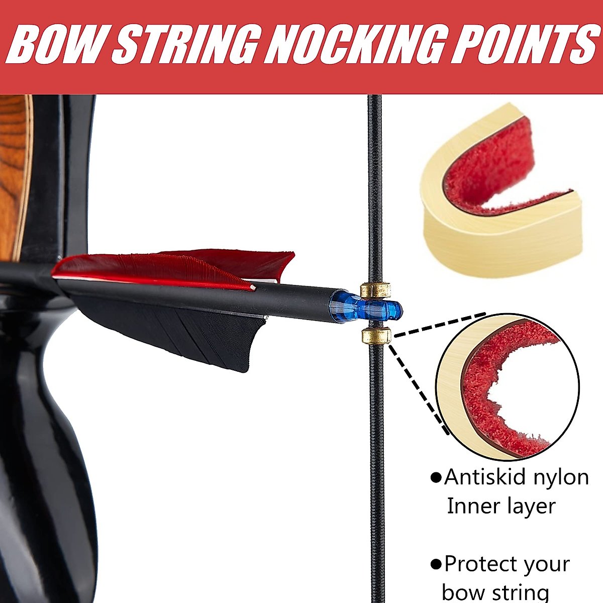 Huntingdoor Archery Nocking Points Pliers and Bow Square Set Archery Tools Tuning Kit Nocking Pliers Bowstring Nock Points T Shape Ruler Bow for Recurve Bow Takedown Bow (Bow square set)