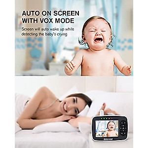 Baby Monitor with Camera and Audio - 3.5 Inch Video Baby Monitor with Remote Control Pan& Tilt &Zoom Camera, Two-Way Audio, Night Vision, VOX Mode，Temperature Monitoring, Lullabies, 960ft Long Range