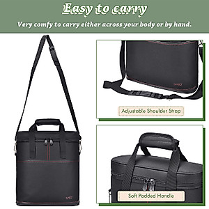 Tirrinia Insulated Wine Gift carrier - 3 Bottle Travel Padded Wine Carry Cooler Tote Bag with Handle and Adjustable Shoulder Strap, Black
