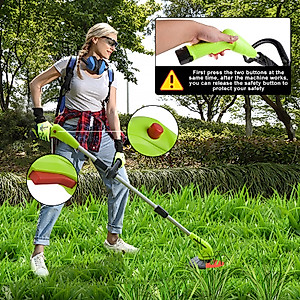 Cordless Lawn Trimmer Weed Wacker - GardenJoy 12V Grass Trimmer Lawn Edger with 2.0Ah Li-Ion Battery Powered and Cutting Blade, Electric Weed Trimmer Tool for Garden and Yard