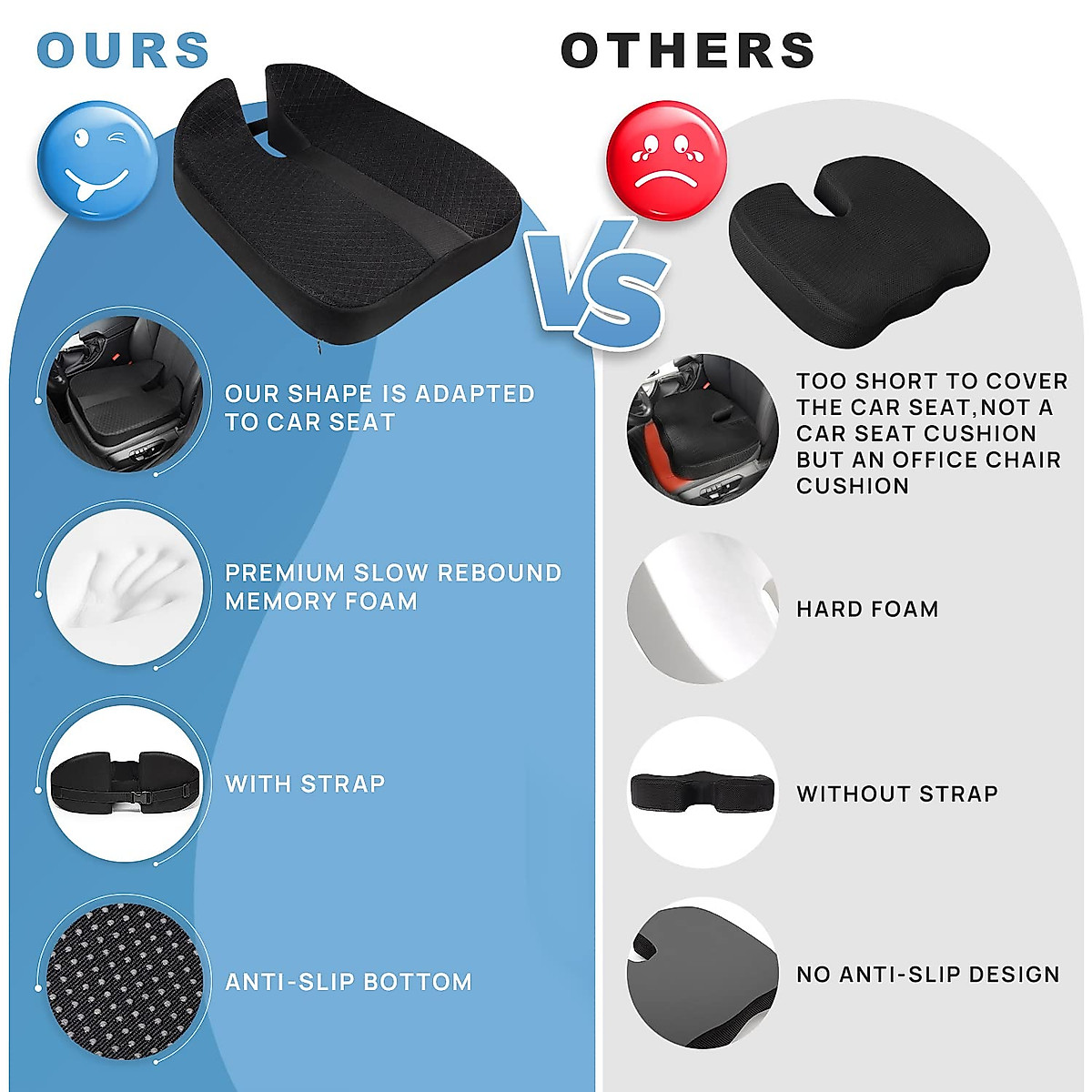 anzhixiu Car Seat Cushion, Car Cushion Seat Cushion for Car Seat Driver, Sciatica Pain Relief Pillow Tailbone Pain Relief Cushion for More Relaxation