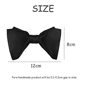 Mens Silk Oversized Bowtie Formal Tuxedo Big Bow Ties (Black)