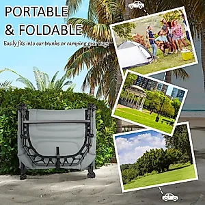 Outsunny Camping Cot for Adults, Folding Bed with Soft Padded Cushions & Headrest, 180° Adjustable Reclining Lounger, Heavy Duty and Portable with a 400 lbs. Capacity, Gray