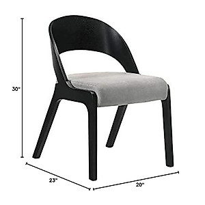 Armen Living Polly Mid-Century Modern Dining Accent Chairs Finish Fabric-Set of 2, 20" Wide, Black/Grey