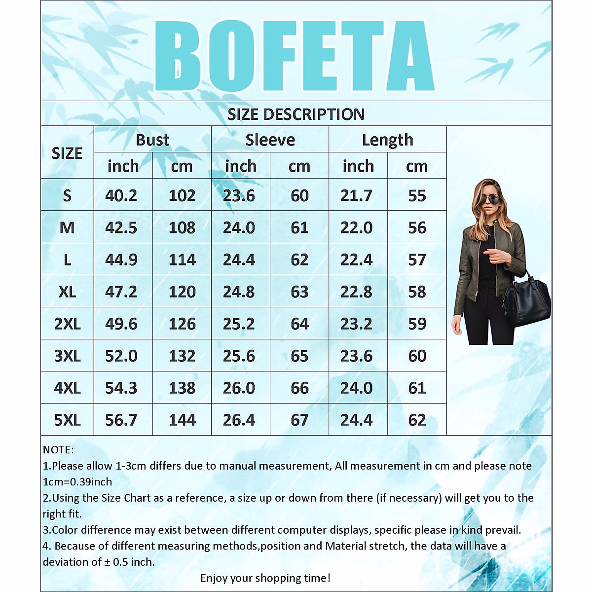 BOFETA Women's Plus Size Casual Jacket Zip Jackets Biker Moto Jacket Casual Coat Green L