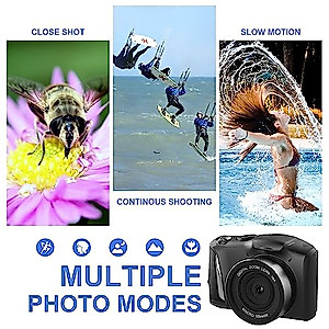 Kmnuiey 4K Digital Camera,Auto Focus 48MP Vlogging Camera for YouTube 16X Zoom Travel Portable Digital Camera with 2 Batteries