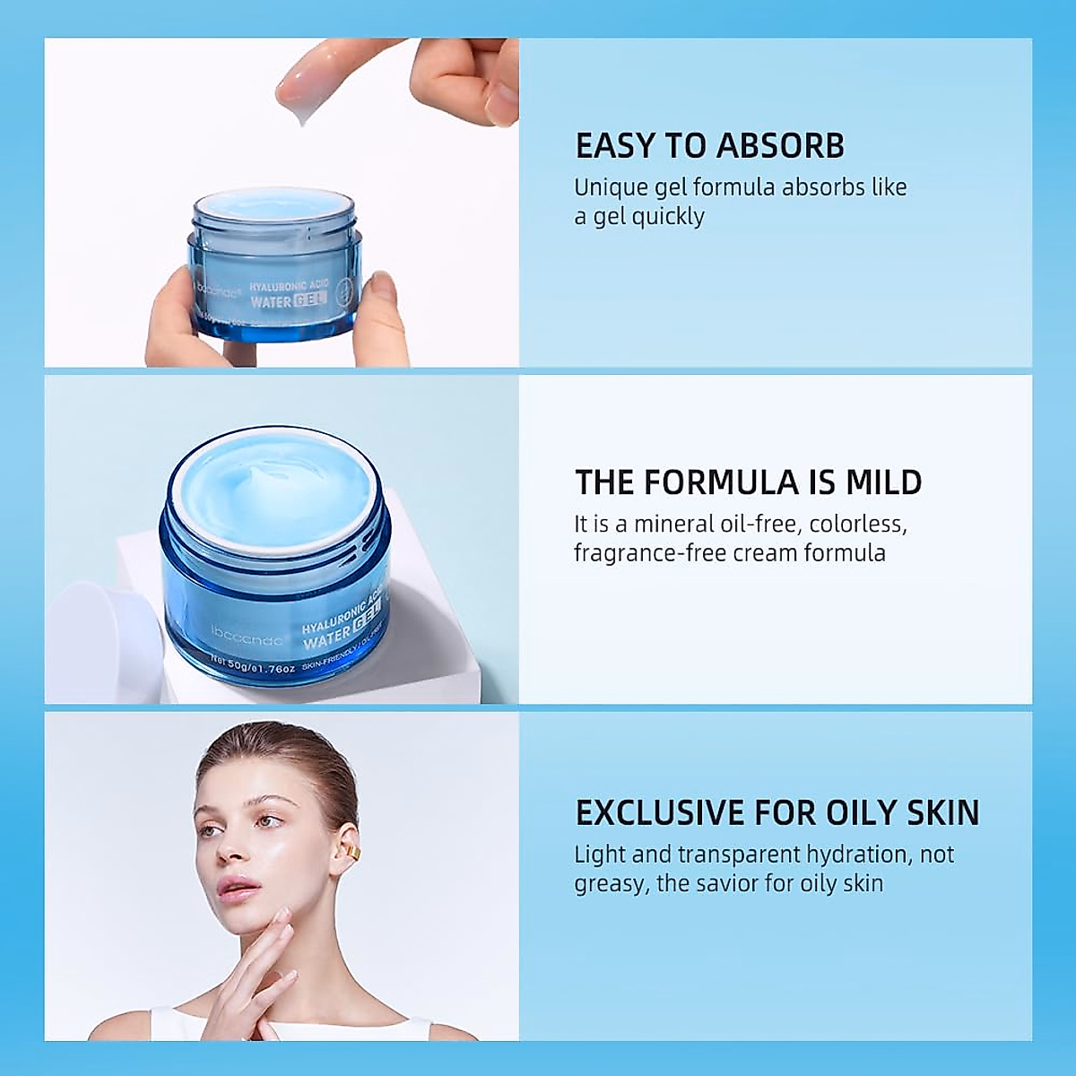 Hydro Boost Hyaluronic Acid Moisturizing Water Gel, Face Moisturizer For Oil Skin , Hyaluronic Acid Formula Combined With Water,Lightweight and 24 Hours Of Long-lasting Hydration-1.76Oz (Water Gel)