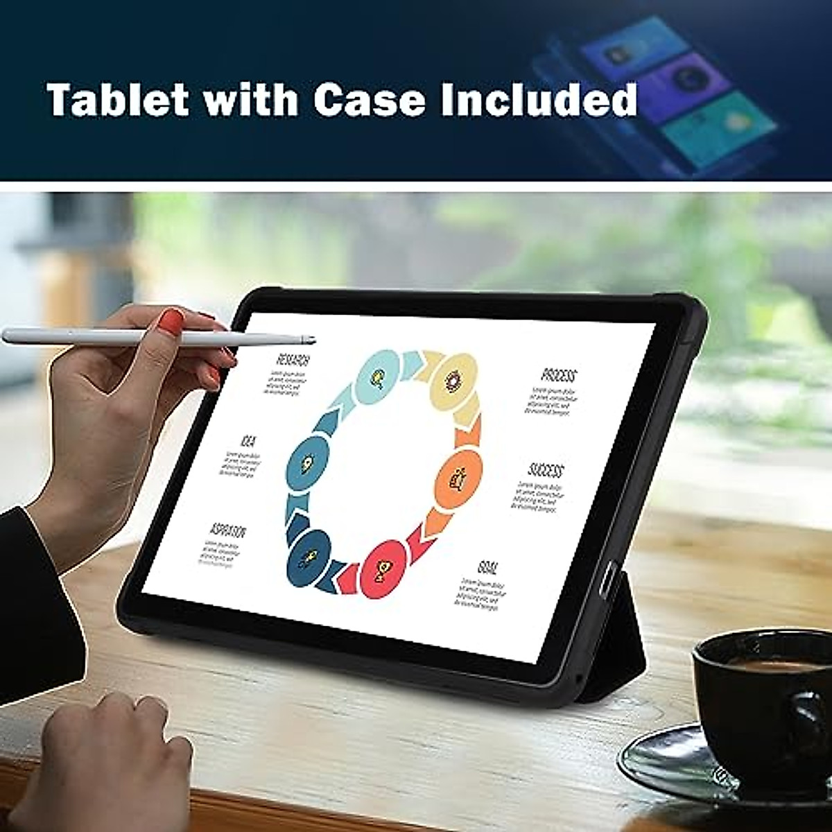 Tablet 10 inch Android Tablets, Android 11 Google Certified Tablet with Case Included, 3GB RAM 64GB ROM 512GB Expand, WiFi Tablet 10" IPS HD Touch Screen Dual Camera Long Battery Life