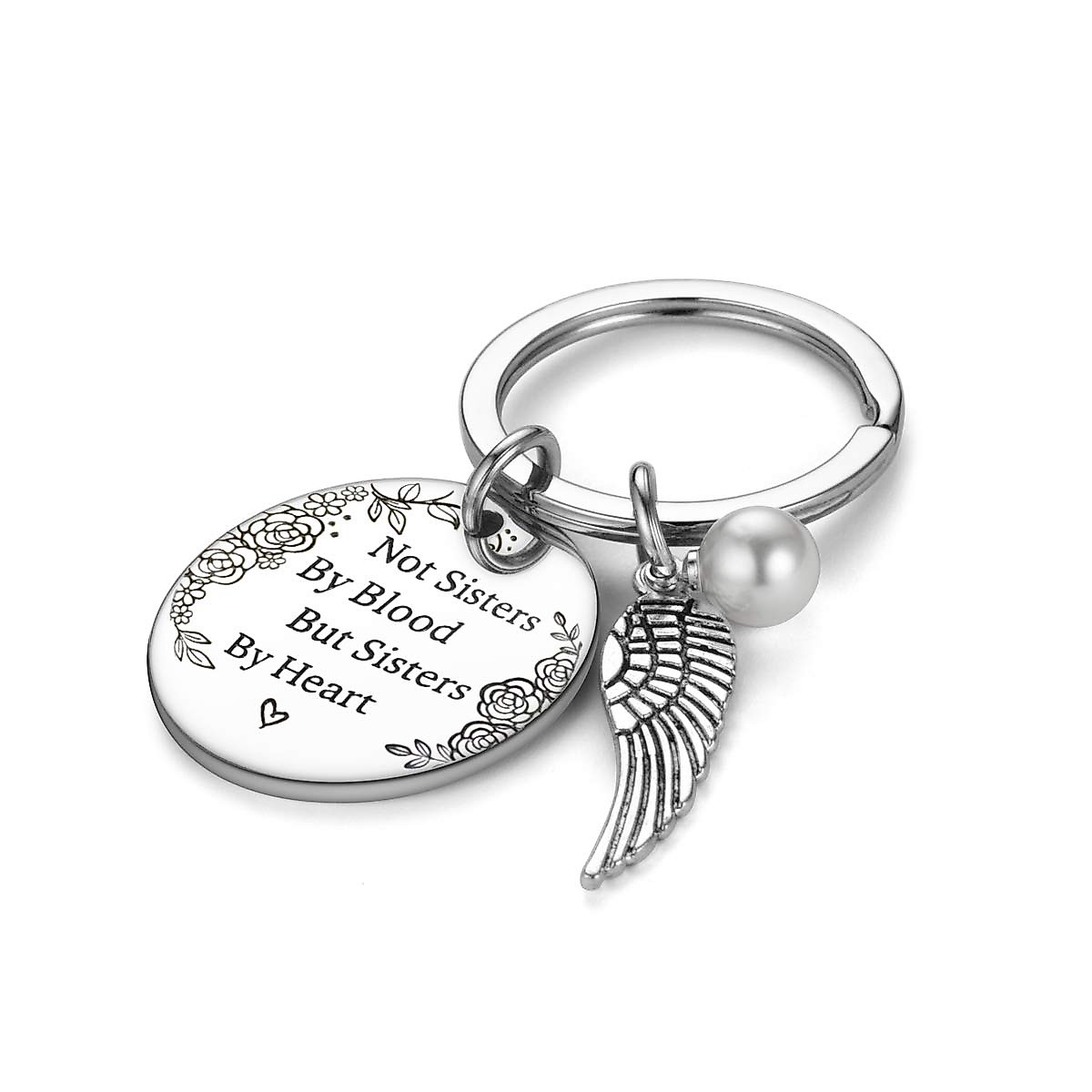 Not Sisters by Blood but Sisters by Heart Friendship Keychain for Women Teen Girls ,Gifts for Best Friend Birthday Graduation