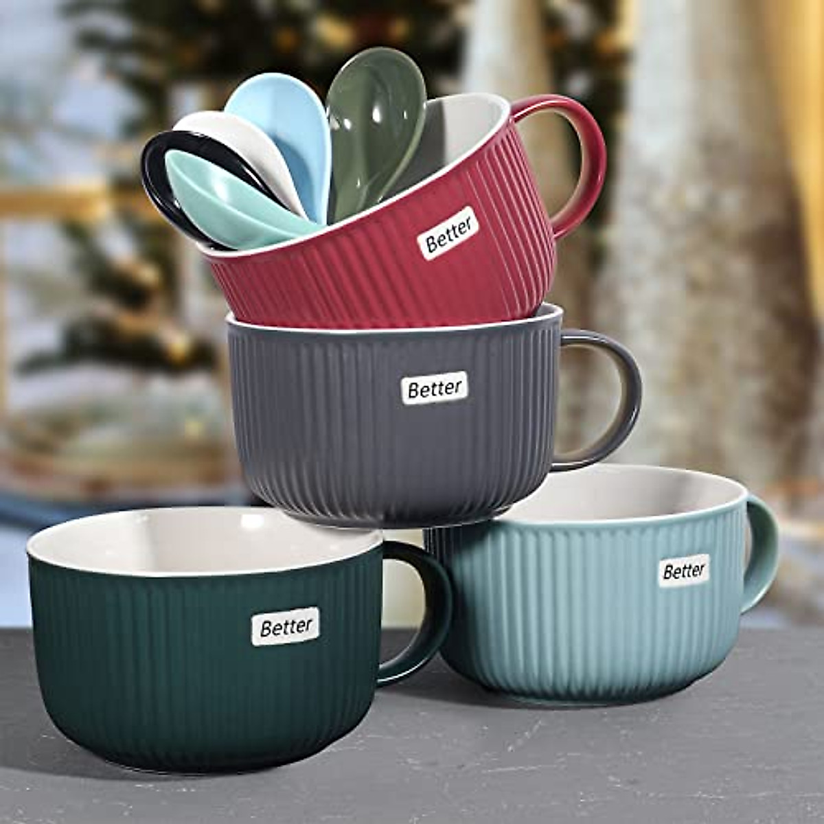 Artena Bright White 6.75 inch Asian Soup Spoons Set of 6, Ultra-fine Porcelain Tablespoon, Chinese/Japanese Kitchen Soup Spoons for Cereal, Small Spoons for Ramen Pho - Deep Oval Hook Design