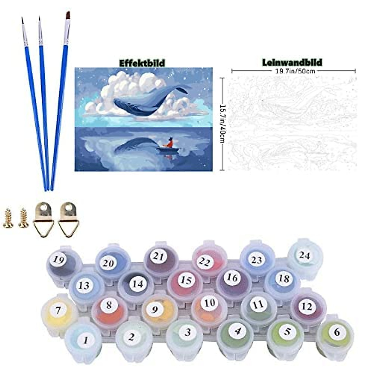 FILASLFT Painting by Number for Adults, Paint by Numbers Whale Ocean for Kids and Beginner, Oil Painting on Acrylic Canvas Paintwork, Wall Decor（16x20inch）