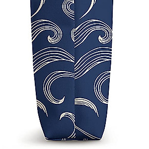 Japanese Pattern Waves in Navy on Cream White AEY524 Tote Bag