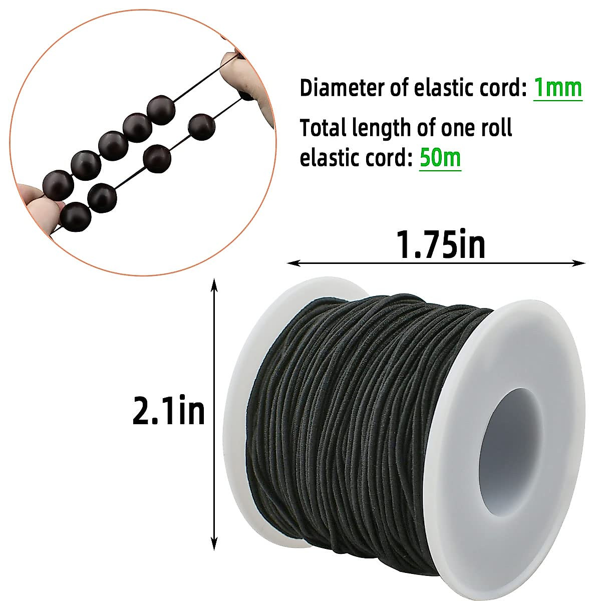 2 Rolls 1 mm Elastic Beading Cord for Bracelet Stretchy Elastic String for Jewelry Making Sewing Necklace 100 Meters Elastic Bracelets Cord Crafts Beading Thread DIY Crafting Cord (Black + White)