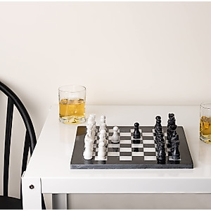 Marble Chess Set-Magnificent Handcrafted Board and Chess Pieces-12X12 inch Black White Classic