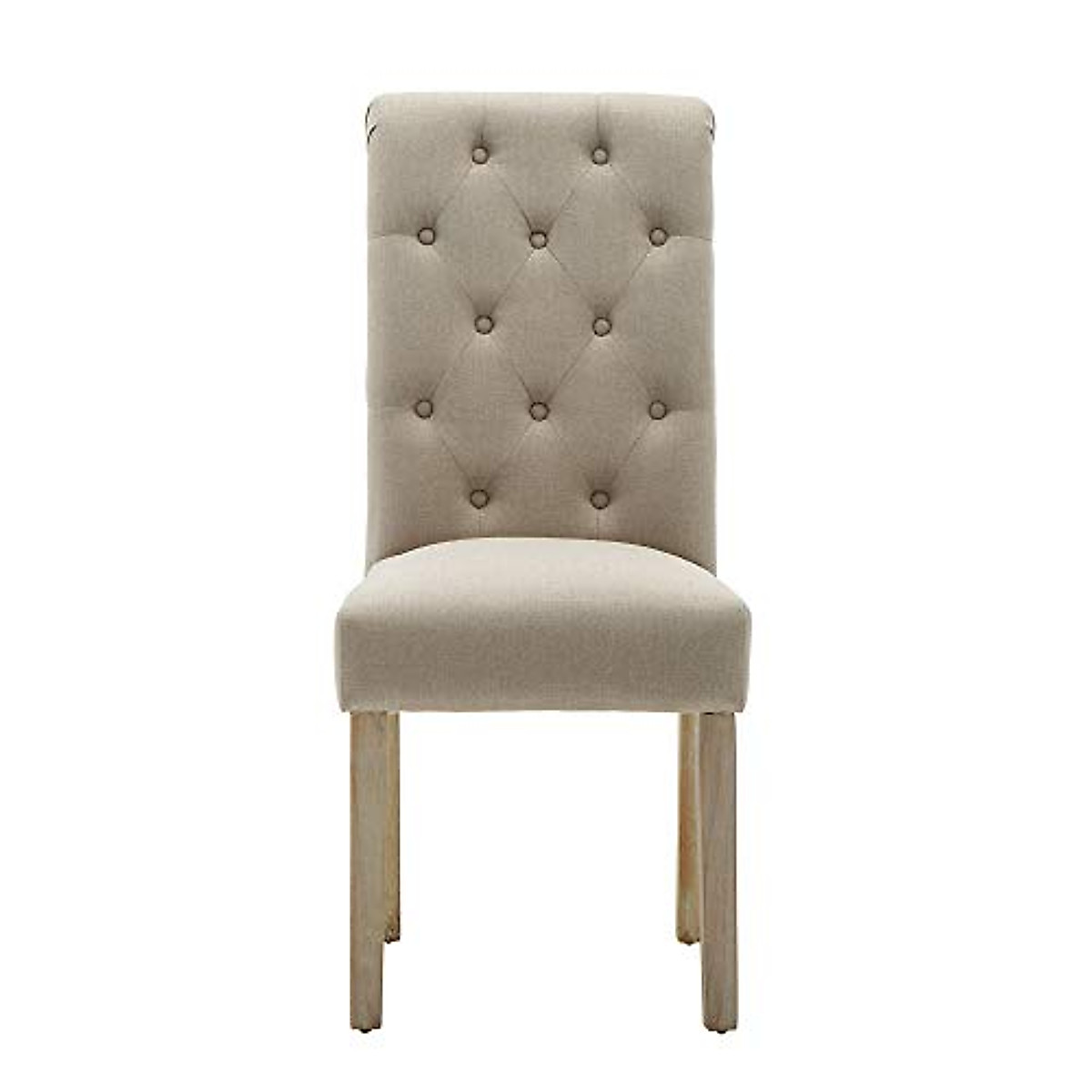 NOBPEINT Tan Fabric Upholstered Dining Chairs Solid Wood Legs, Set of 4