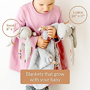 Yuppie Mommy Bonny & Bo Woodlands Bunny Handmade Lovey Security Blanket Gift Set of 2, Baby Boy or Girl — Soft Baby Blankets with Bunny Stuffed Animals with Pacifier Ties Lovies for Newborns or Babies