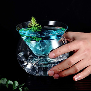 Glass Caviar Chiller Server Set Plus 6 Pcs Caviar Spoons Caviar Serving Set 2.76 to 3.54 Inches Mother of Pearl Spoon Shell Spoon Round Handle, Universal Martini, Wine, Liquor Cocktail Chiller