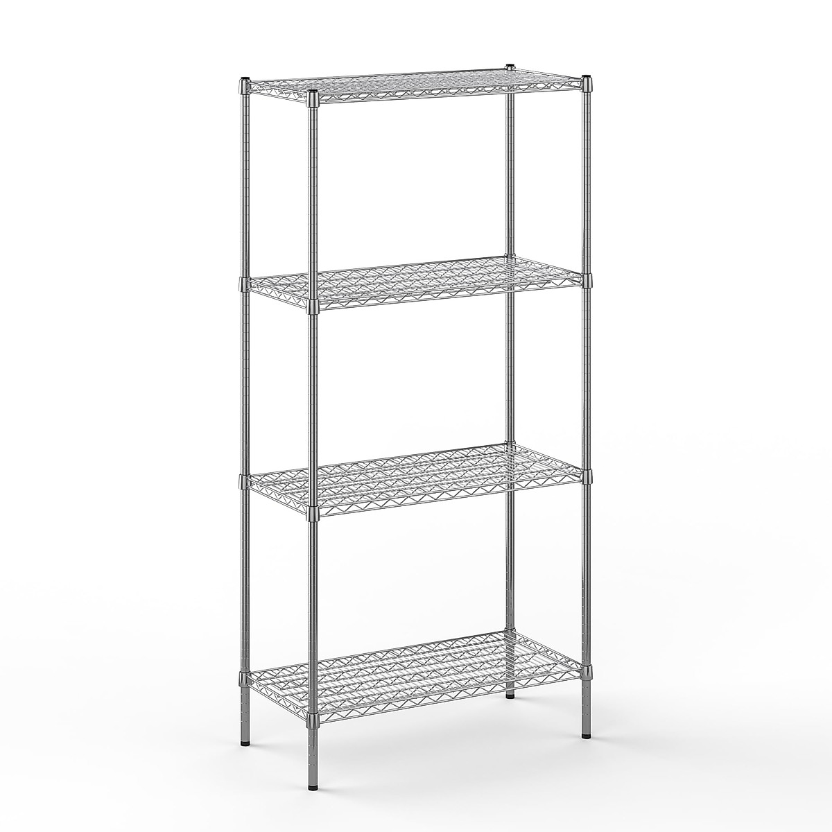 Regal Altair 18" Deep x 36" Wide x 74" High 4 Tier Chrome Wire Shelving Kit | NSF Commercial Storage Rack Unit