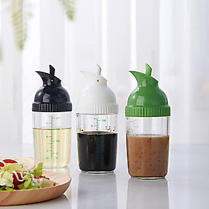 Nicunom 3 Pack Salad Dressing Shaker, 7 Oz Good Grips Dressing Mixer Shaker Bottles, Black & White & Green