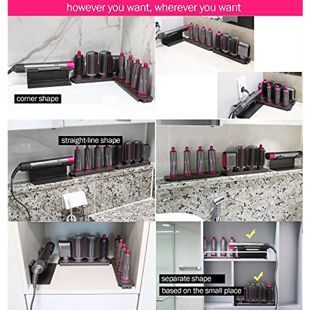 MD Global Transformable Stand Holder for Styler Rack Can Transform The Form Airwrap Styler Storage Organizer