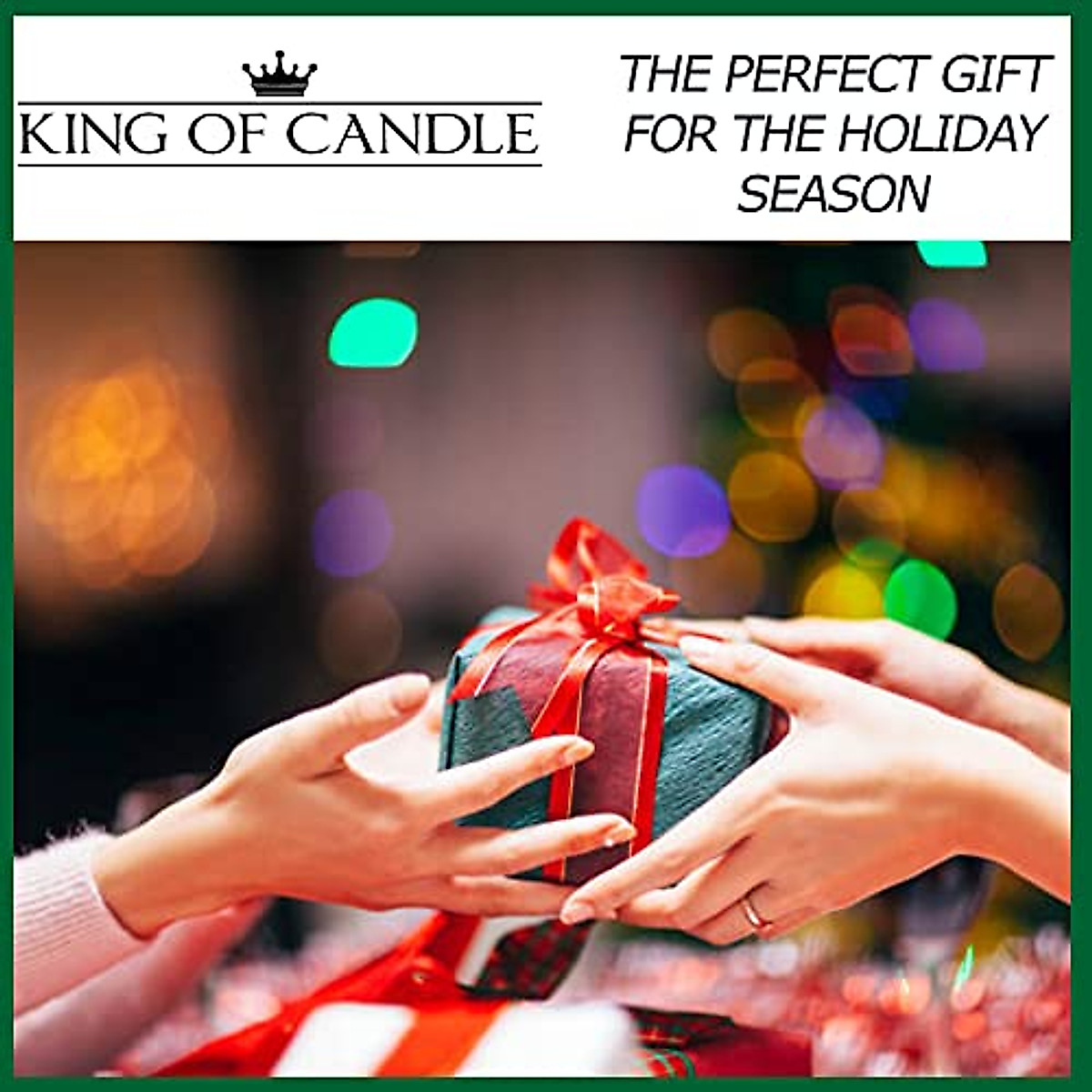 King of Candle - Christmas Tree | Large 3 Wick Strong Scented Christmas Candles Gifts for Women | Balsam Pine Evergreen Fir Fragrance| USA Made Long Lasting 14 oz Soy Wax + Decorative Lid