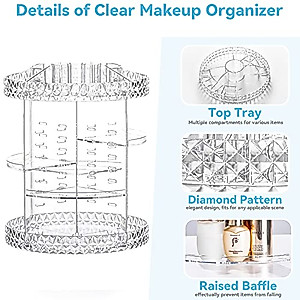 Kingtaily Rotating Makeup Organizer Spinning Makeup Organizer for Vanity, 360 Rotation with 6 Adjustable Layers, Large Capacity Vanity Organizer Skin-care Organizers Clear Perfume Organizer