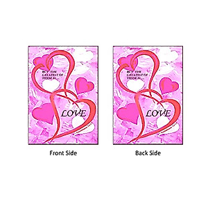 Valentine's Day Love Garden Flag - Pink Valentines Day Spring Welcome - Religious Bible Verse Yard flags - But the greatest of these is love - Double Sided by Jolly Jon