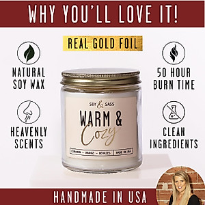 Christmas Candles, Fall Candles, Warm and Cozy' Soy Candle I Berries, Apple & Cinnamon I Infused w/Essential Oils I Warm n Cozy Home Dcor I Winter Candle I Holiday Candles I 50Hr Burn I USA Made