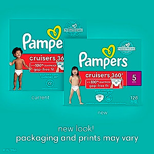 Pampers Cruisers 360 Diapers - Size 5, 56 Count, Pull-On Disposable Baby Diapers, Gap-Free Fit
