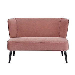 GIA Furniture Home Series Mid-Century Modern Armless Fabric Loveseat with Sleek Back, Love Seat, Pink