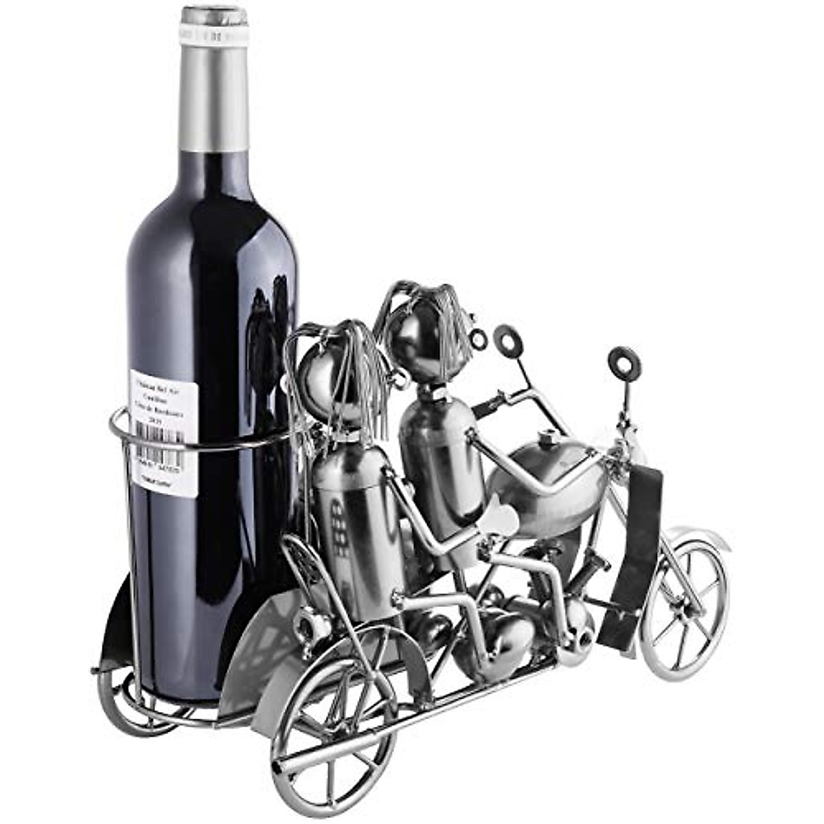 BRUBAKER Wine Bottle Holder Motorcycle Couple with Dog in Sidecar Metal Sculptures and Figurines Decor Wine Racks and Stands Gifts Decoration