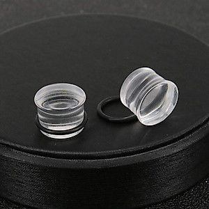 ZS 3 Pairs Blue Glass Ear Gauges Single Flared Mushroom Flare Plugs Tunnels Stretcher Expander Glass Ear Plug for Women 4g-5/8 in (1g(7mm))