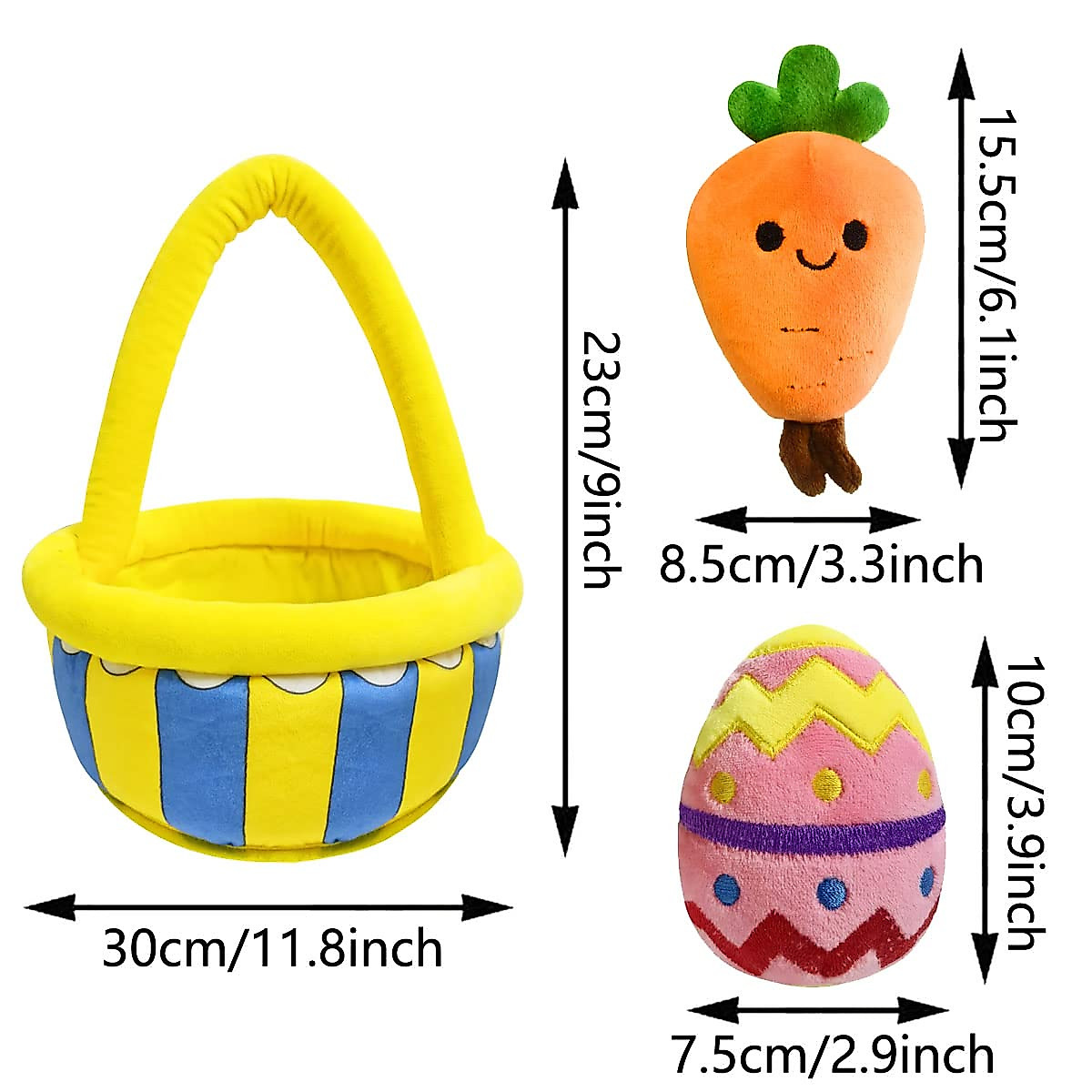 Cherislpy 7 Pcs Easter Plush Basket Goodie Bags Stuffers Plushies Playset Basket Fillers Toys for Party Favor, Plush Easter Bunny Eggs for Kids